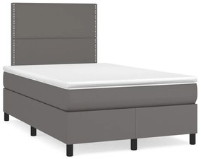 Box spring postel s matrací šedá 120x190 cm umělá kůže 3269975