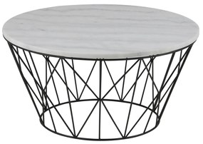 Konferenční stolek kulatý Mramorová deska Bílo - černý GLAMBY