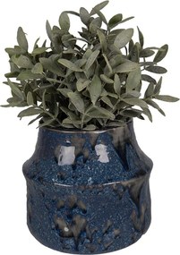 Modrý keramický obal na květináč Blue Dotty M - Ø 15*13 cm