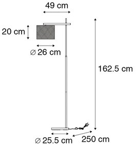 Průmyslová stojací lampa černá - Drum Mesh
