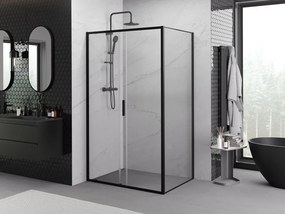 Mexen Exo, posuvná sprchová kabina, dveře 170 cm + boční stěna 80 cm, transparentní sklo, černá, 8151-170-080-70-00
