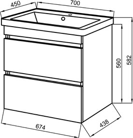 Lavedo Monaco II 70 koupelnová skříňka s umyvadlem