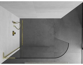 Mexen Kioto L, sprchová zástěna Walk-In 110 x 200 cm, 8mm čiré sklo, zlatý lesklý profil, 800-110-103-50-06