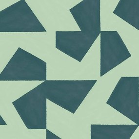 Zelená vliesová tapeta s geometrickým retro vzorem 318042 Twist Eijffinger