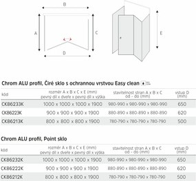 Mereo Mereo, Sprchový kout, LIMA, , chrom ALU, sklo Point, CK86212K