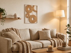 Nástěnná dekorace CIRCLES kovová 48x68 cm, bílá / béžová