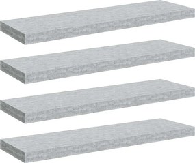 Plovoucí nástěnné police 4 ks betonově šedé 80x23,5x3,8 cm MDF 326602