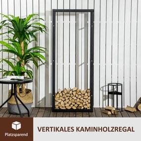 HOMCOM Dřevěný regál Vertikální dřevěný regál Nosnost 100 kg Kovový regál 60x25x150cm do kuchyně obývacího pokoje kanceláře