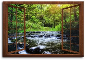 3D obraz dřevěné okno na řeku Velikost (šířka x výška): 90x60 cm