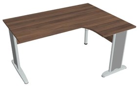 Stůl ergo vlna levý 160×120/80 cm - Hobis Cross CE 2005 L Dekor stolové desky: ořech, Dekor lamino podnože: ořech, Barva nohou: Stříbrná