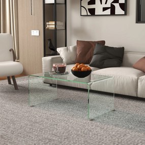HOMCOM Průhledný Skleněný Kávový Stolek Obdélníkový Moderní Design Temperované Sklo s Bezpečnými Zaoblenými Okraji 80 x 45 x 35 cm