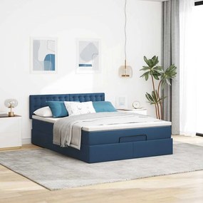 Osmanský rám postele s matrací modrá 140x200cm textil 3312484
