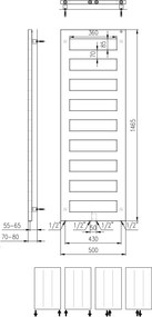 Sapho Block otopné těleso 500 x 1465 mm černá mat IR185