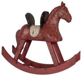 Červená antik dekorace houpací koník - 39*12*33 cm