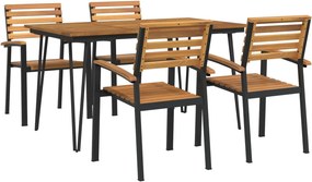 5dílný zahradní jídelní set masivní akáciové dřevo a kov 3155414