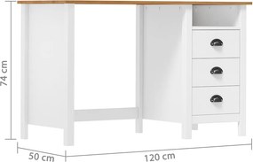 Psací stůl Hill 3 zásuvky 120 x 50 x 74 cm masivní borové dřevo 288998