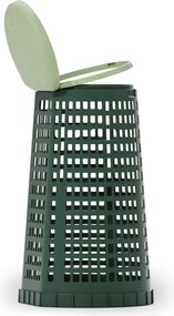 Plastový odpadkový koš na 120 l pytle, zelený, zelené víko