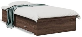 Rám postele se zásuvkami hnědý dub 100x200 cm kompozitní dřevo - Default Title