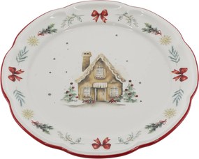 Vánoční keramický dezertní talířek Chalet de Noël – Ø 20,5*2 cm