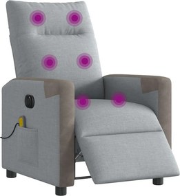 Elektrické masážní polohovací křeslo světle šedé textil 3324085