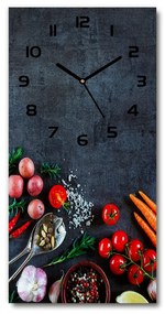 Wallmuralia Nástěnné hodiny Zelenina koření 30x60 cm
