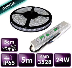 ECOLIGHT LED pásek - SMD 2835 - 5m - 300LED - 4,8W/m - studená bílá - IP65 + zdroj IP67