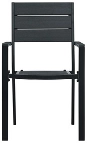 Zahradní židle 4 ks černé HDPE dřevěný vzhled,  47886