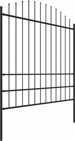 Zahradní plot s kopím nahoře ocelový 337 x 200 cm černý 277749