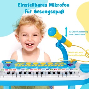Costway Elektronická 31 klíčová dětská klávesnice se stoličkou a mikrofonem