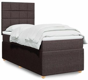 Box spring postel s matrací tmavě hnědá 90x200 cm textil