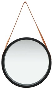 Nástěnné zrcadlo s popruhem 50 cm černé - Default Title