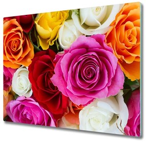 Skleněná krájecí deska Barevné růže 60x52 cm
