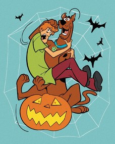 Zuty - shaggy a scooby-doo na dýni, 40×50 cm, vypnuté plátno na rám