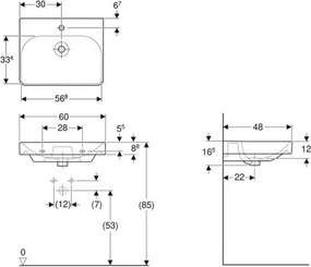 Geberit 500.229.01.1 - Závěsné umyvadlo Smyle Square 60x48 cm keramika/bílá