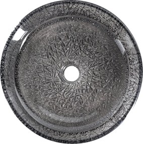 Sapho Sapho, ERSEL gravírované skleněné umyvadlo na desku průměr 39,5cm, černá, TY323B
