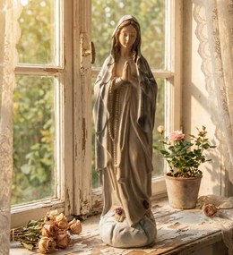 Modro-béžová dekorace soška panenky Marie - 11*8*35 cm