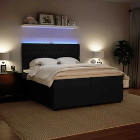 Box spring postel s matrací černá 200x200 cm samet 3294738