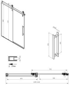 GELCO Volcano Black sprchové dveře dvoudílné posuvné 1400 mm, GV1414