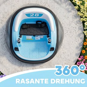 AIYAPLAY Autodráha, 360° rotace, rychlost 2 km/h, bezpečnostní pás, LED světla, hudba a klakson, modrá