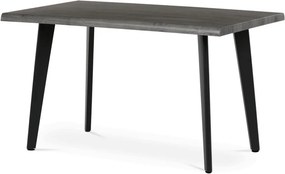 Stůl jídelní, 130x80x75 cm, MDF deska, dekor šedý dub, kov, černý lak