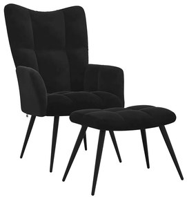 Relaxační křeslo s taburetkou černé sametové 328090