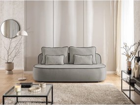 Černá/šedá sametová rozkládací/s úložným prostorem pohovka 210 cm Saga – Ropez