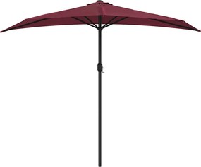 Slunečník na balkon hliníková tyč vínový 270x144x222 cm půlkruh 312498