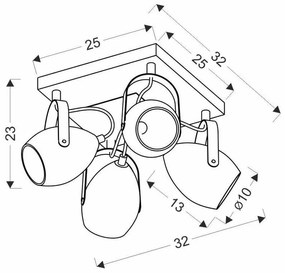 Černo-měděné stropní svítidlo Anica pro žárovku 4x E14  - Candellux