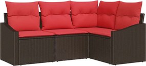 Set pohovek 4 ks Hnědá polyratan 3346704