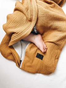 Sleepee Oboustranný mušelínový spací pytel HOŘČICOVÝ Zvolte rozměr: M (4 - 24 měsíců)