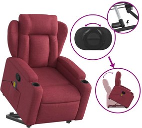 Zvedací masážní polohovací křeslo vínové textil 3204497