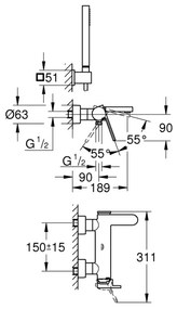 GROHE 33547003 - Vanová baterie PLUS lesklý chrom