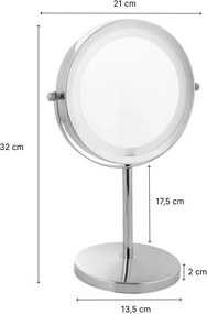 Erga Kimi, zvětšovací kosmetické zrcadlo s LED podsvícením 210x320 mm, chromová, ERG-YKA-CH.KIMI