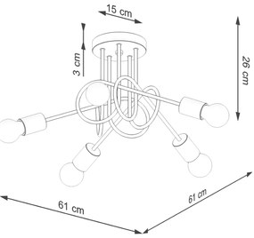 Stropní svítidlo Ember 5, dřevěné tělo svítidla, b